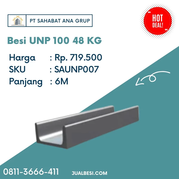 Jual Besi Kanal UNP 100 48 KG Surabaya | Sahabat Ana Grup